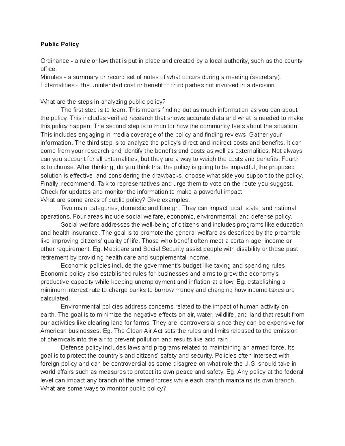 American Government Module 3 Notes 03 - Public Policy Ordinance - a ...