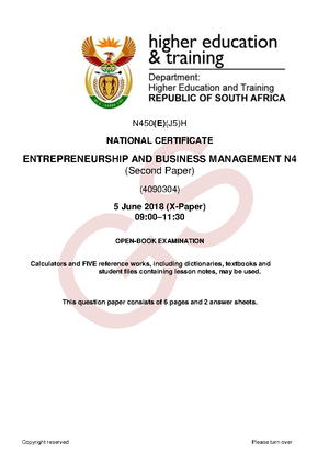 N4 Entrepreneurship and Business Management Paper 2 June 2018 - N450 (E ...