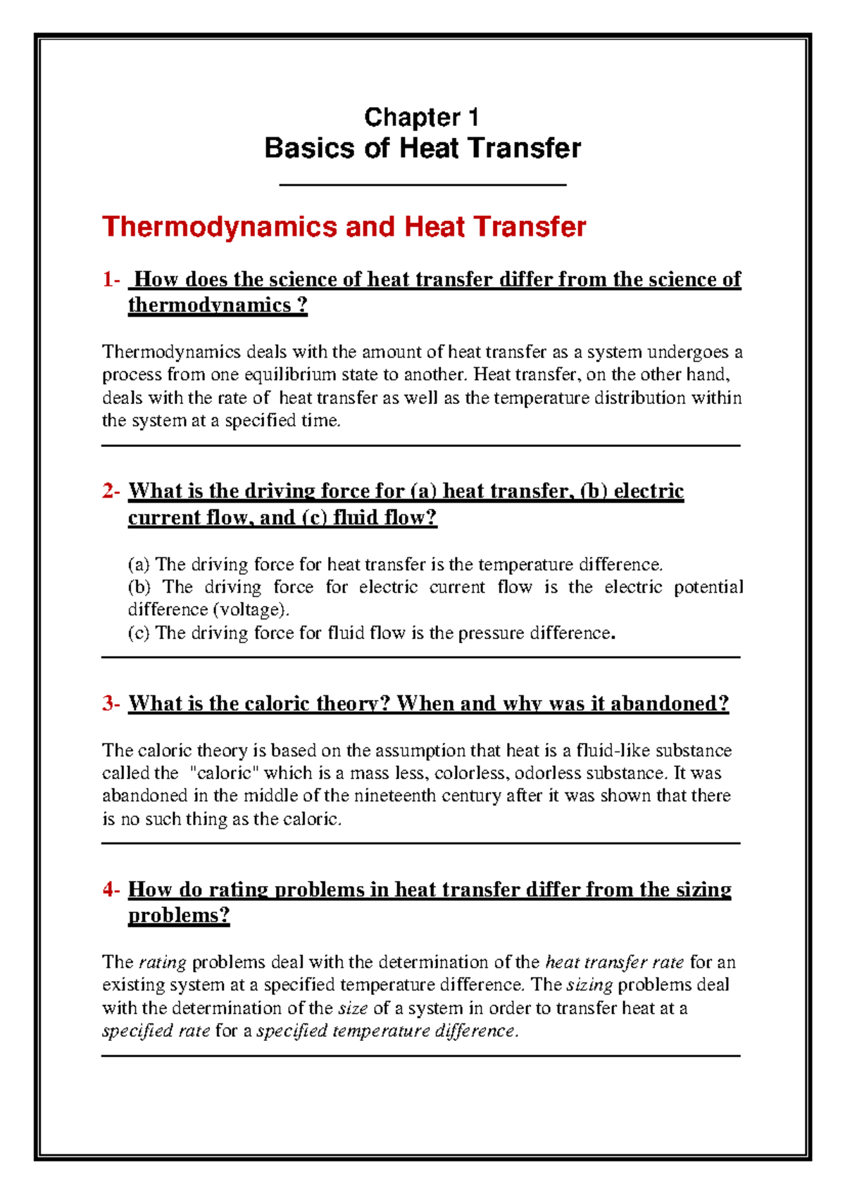 All Chapters- Heat (Concept Questions) - Chapter 1 Basics of Heat ...