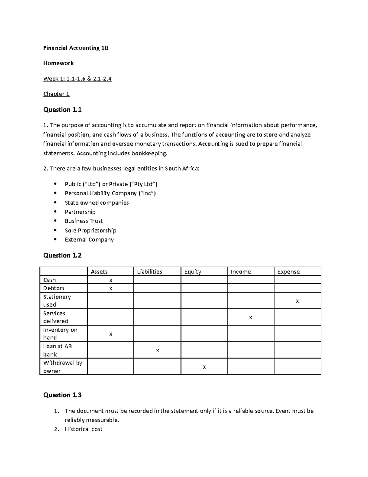Financial Accounting 1B homework - Financial Accounting 1B Homework ...