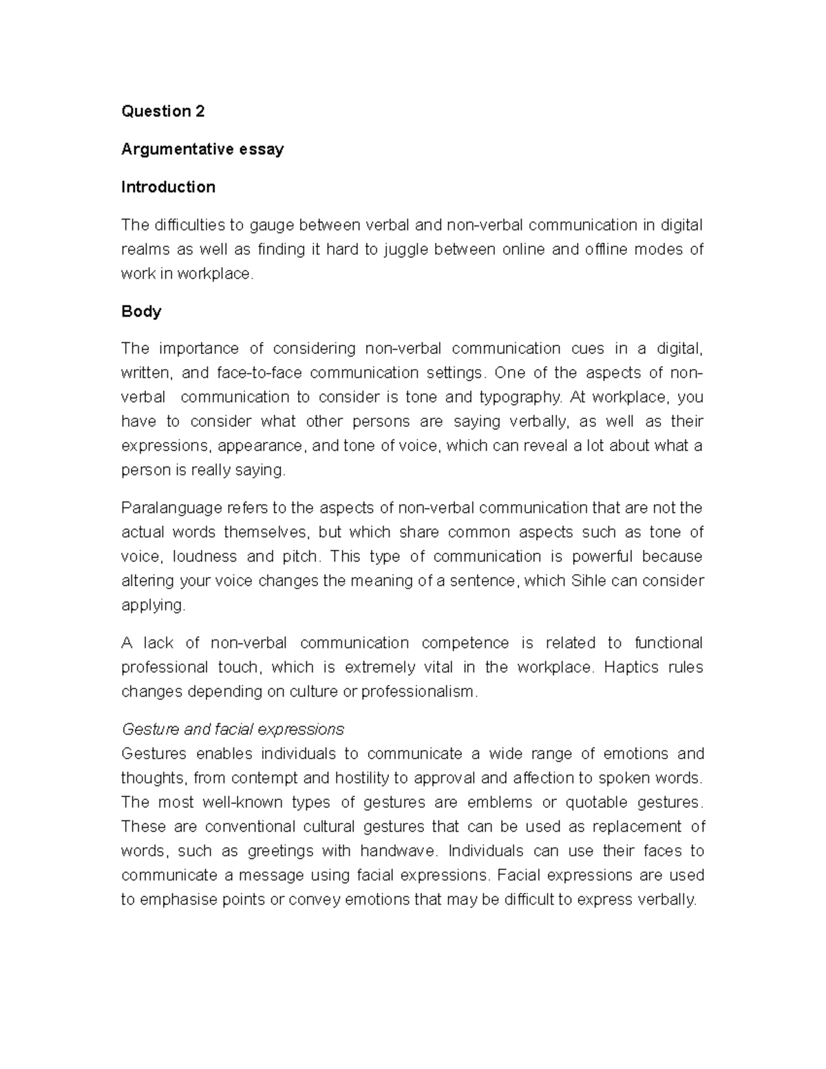 CBS Assignment - Question 2 Argumentative essay Introduction The ...