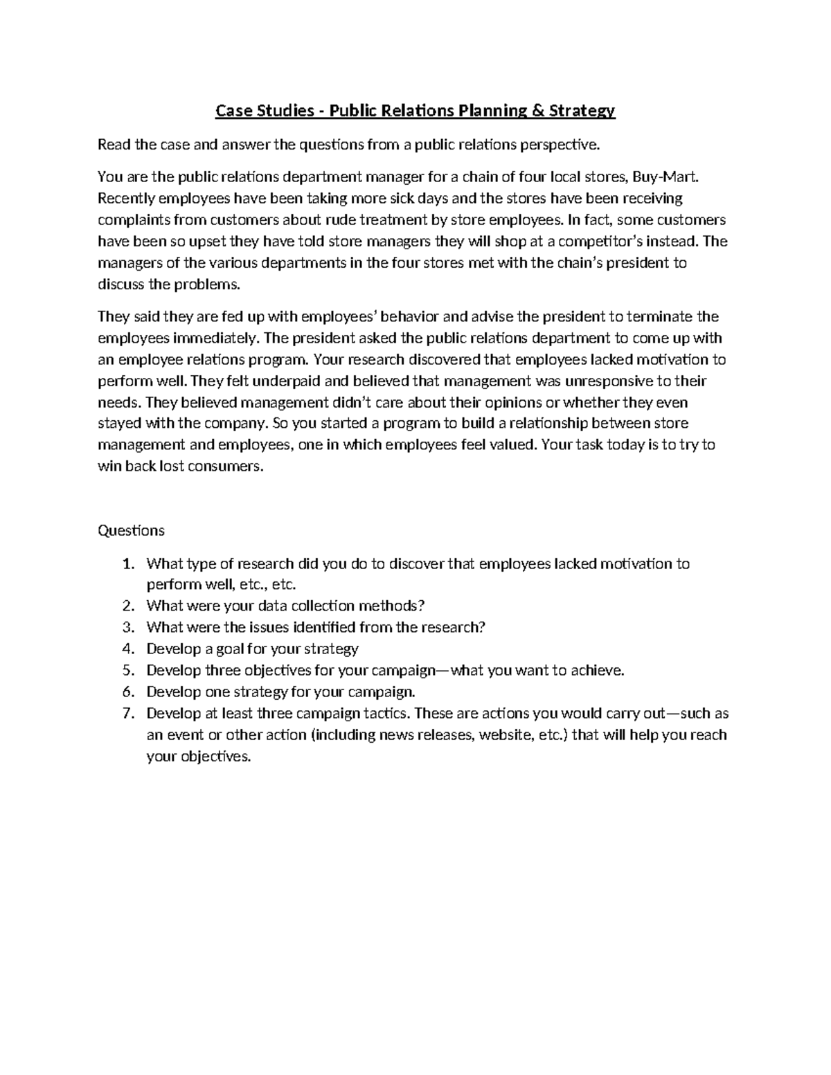 Case Studies - A case study - Case Studies - Public Relations Planning ...