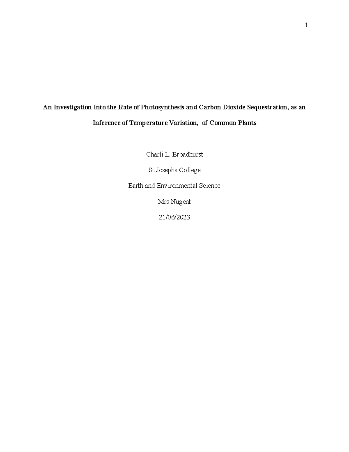 12EES TASK 3 - An Investigation Into the Rate of Photosynthesis and ...
