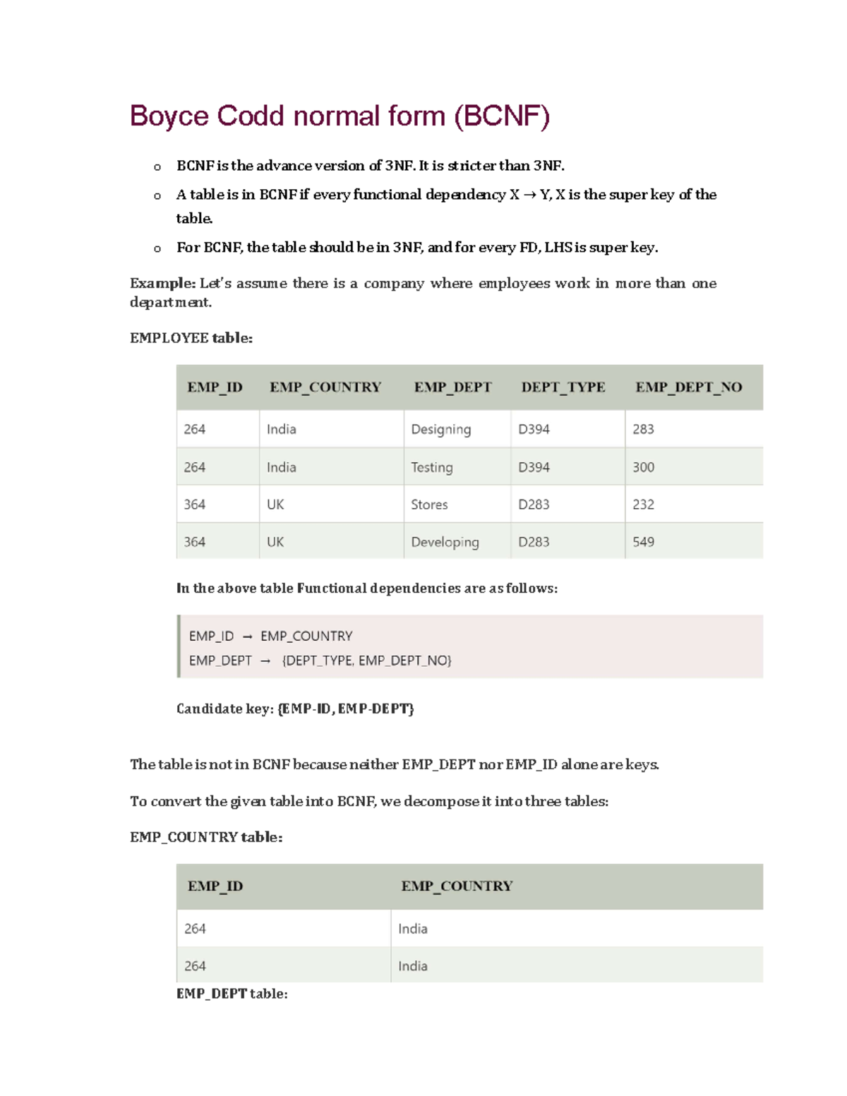 BCNF - Haajrgjwshjdbdiweb djsje - Boyce Codd normal form (BCNF) o BCNF ...