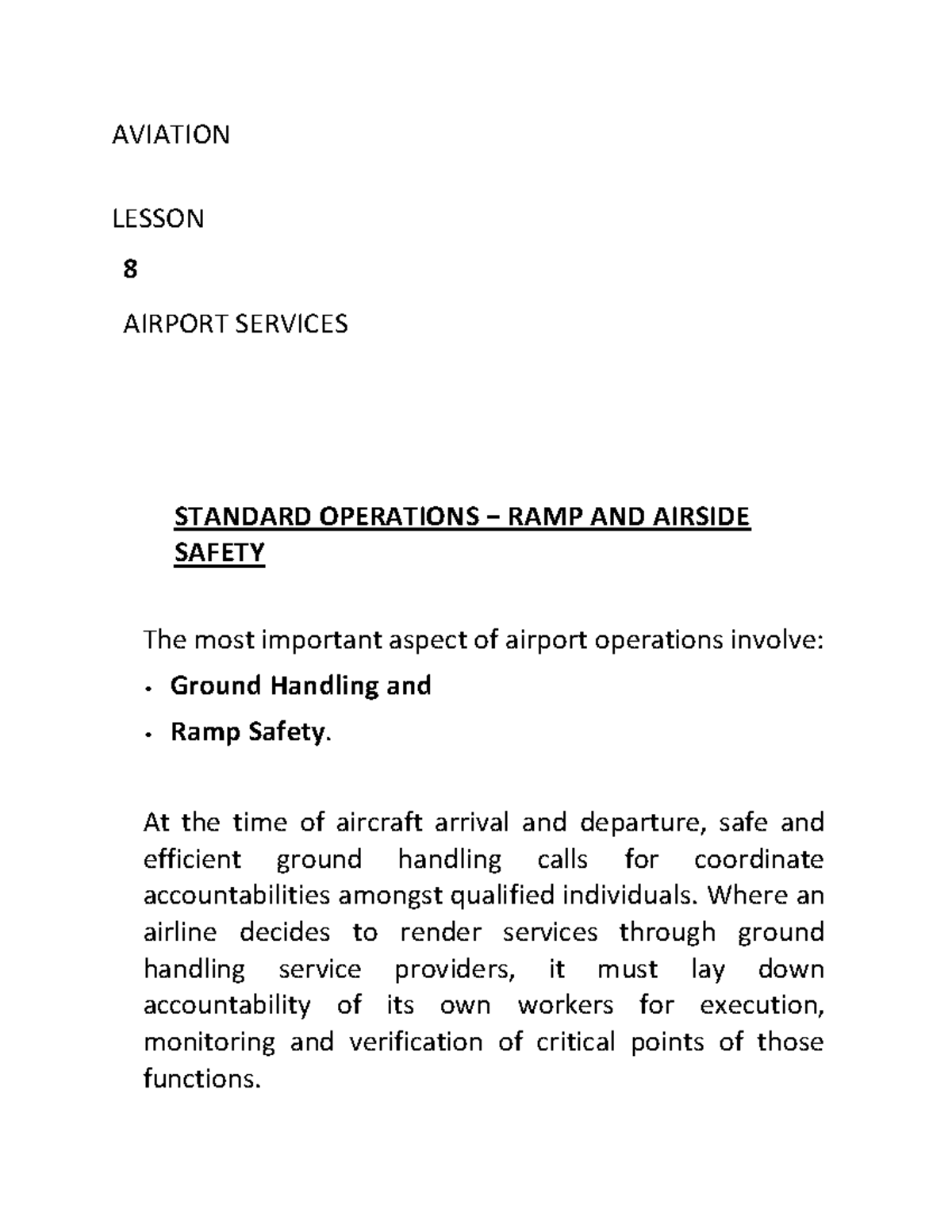 Standard Operations − RAMP AND Airside Safety - 143 Airport Services ...
