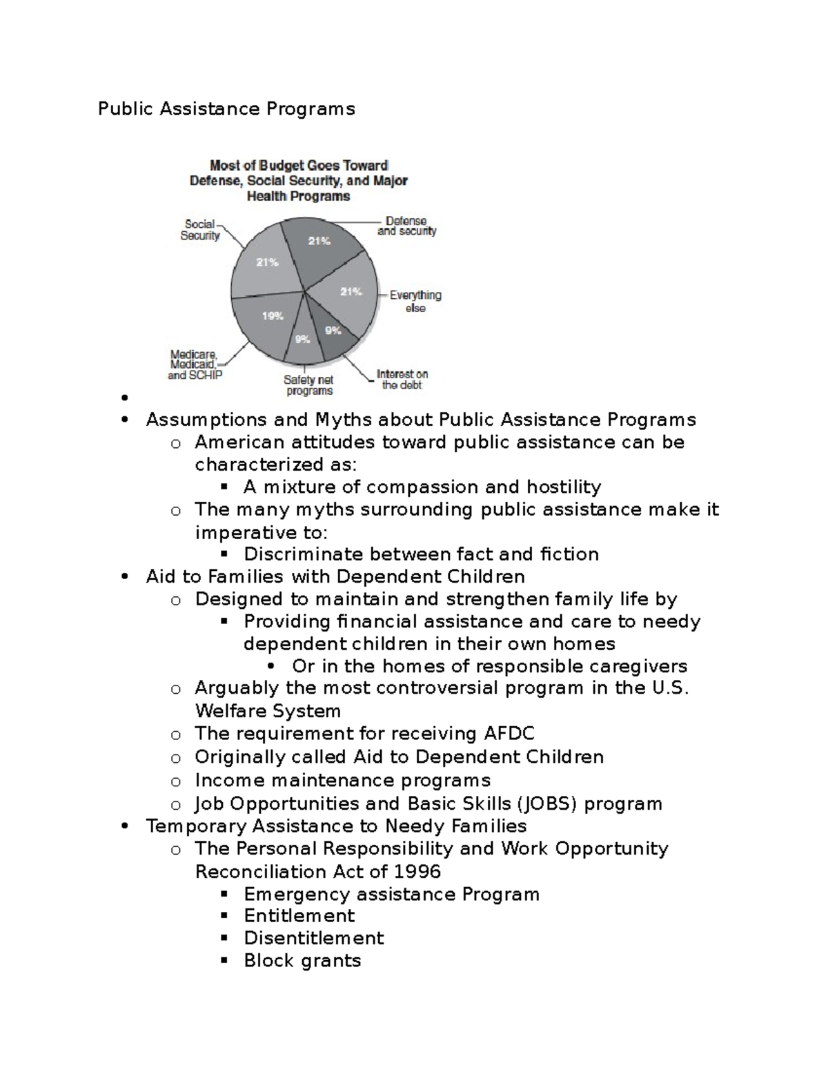 C - chapter 11 notes - Public Assistance Programs Assumptions and Myths ...