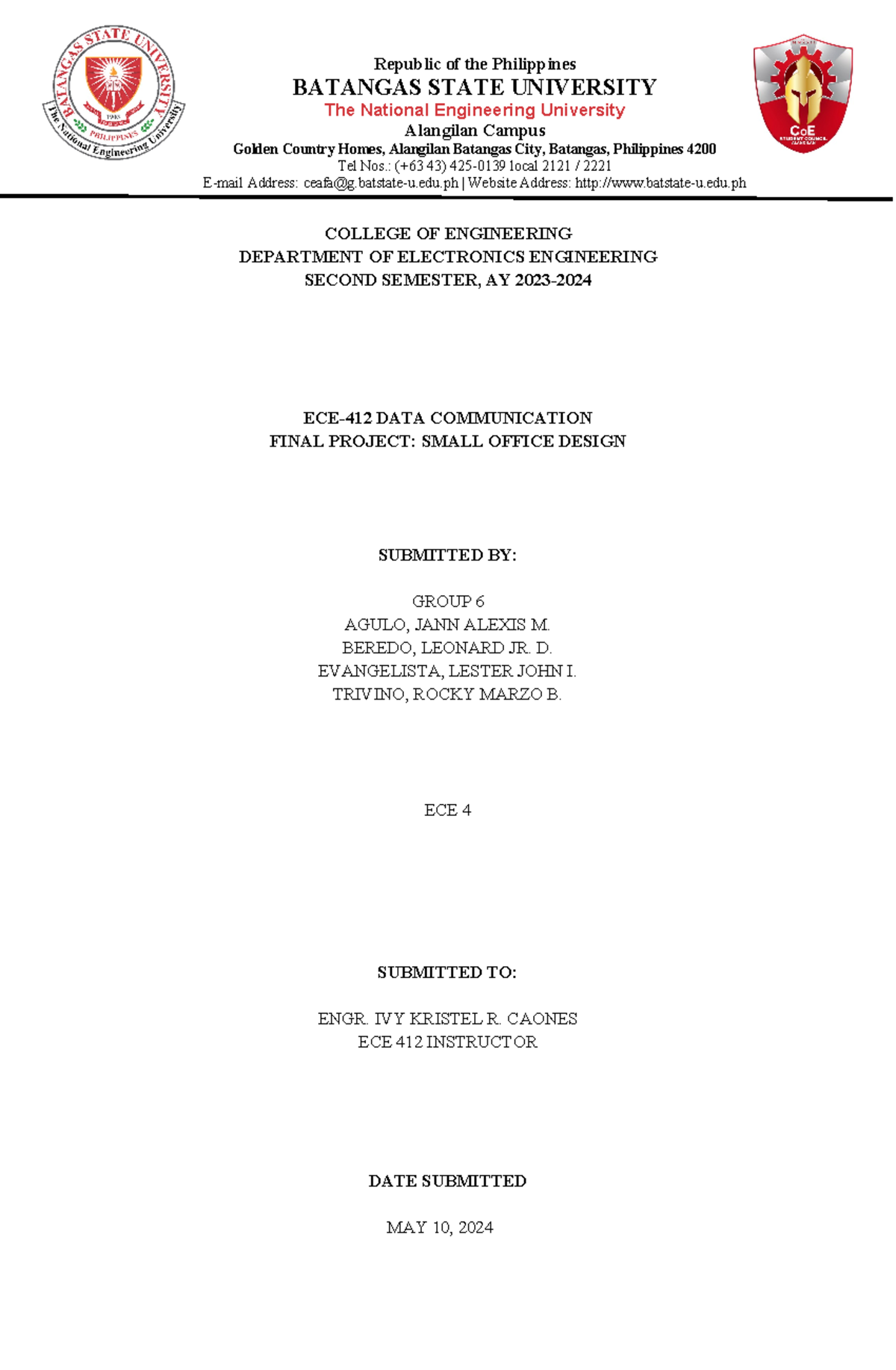 Final Project Data Communication - BATANGAS STATE UNIVERSITY The ...