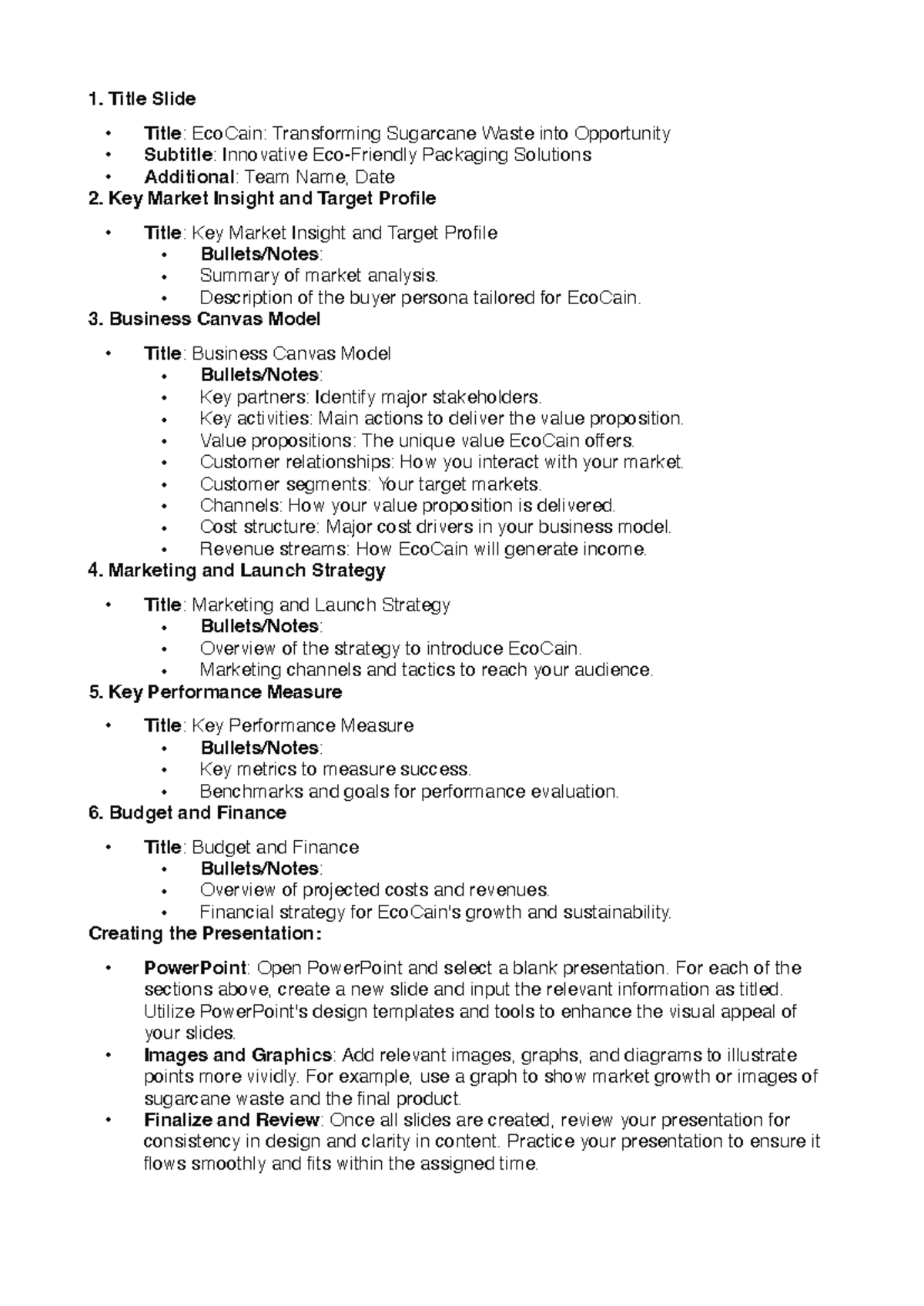 Slides Template - Title Slide Title: EcoCain: Transforming Sugarcane ...