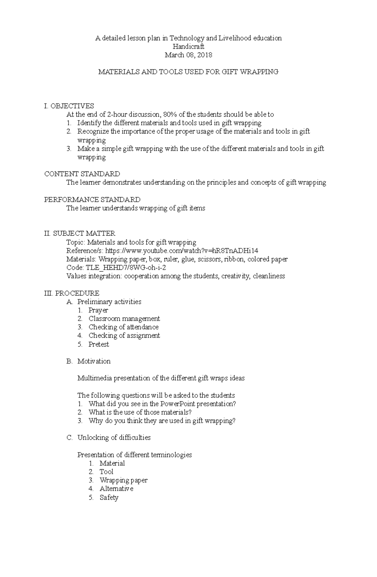 416067534 detailed lesson plan in handicraft - A detailed lesson plan ...