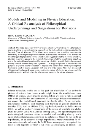 Modelling Mathematical Reasoning in Physics Education - 2011 Abstract ...