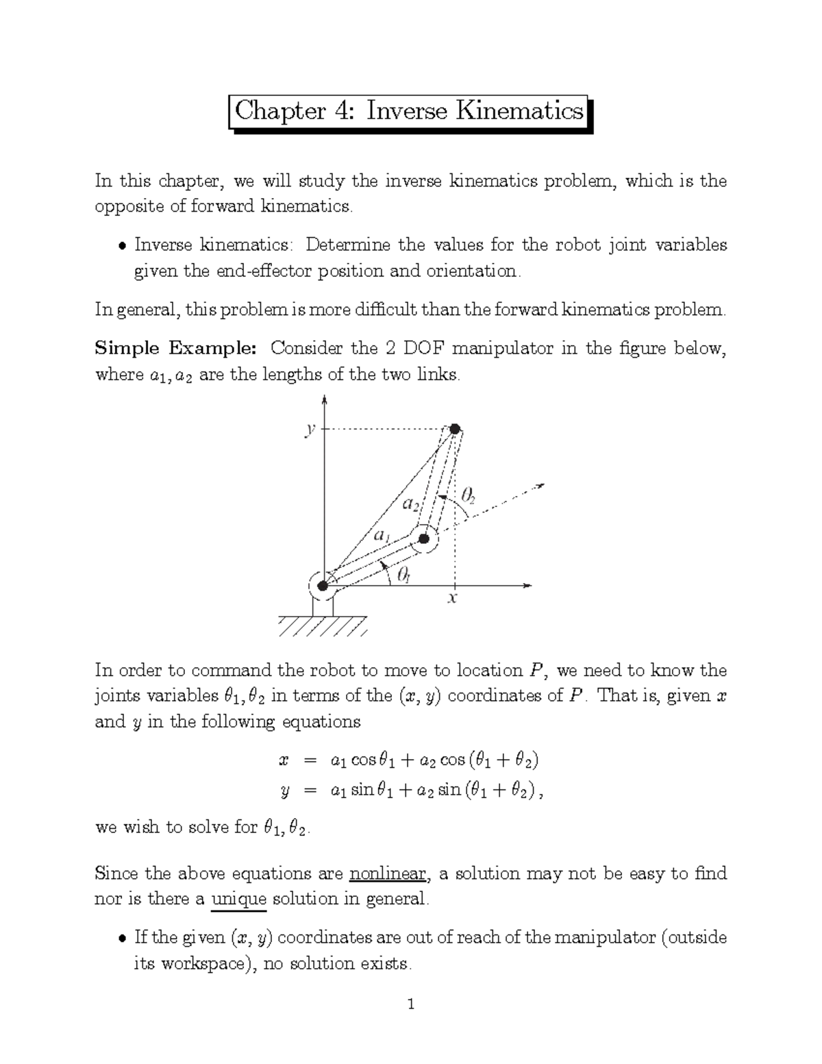 4. Inverse Kinematics - Lecture Note - Chapter 4: Inverse Kinematics In this chapter, we will ...