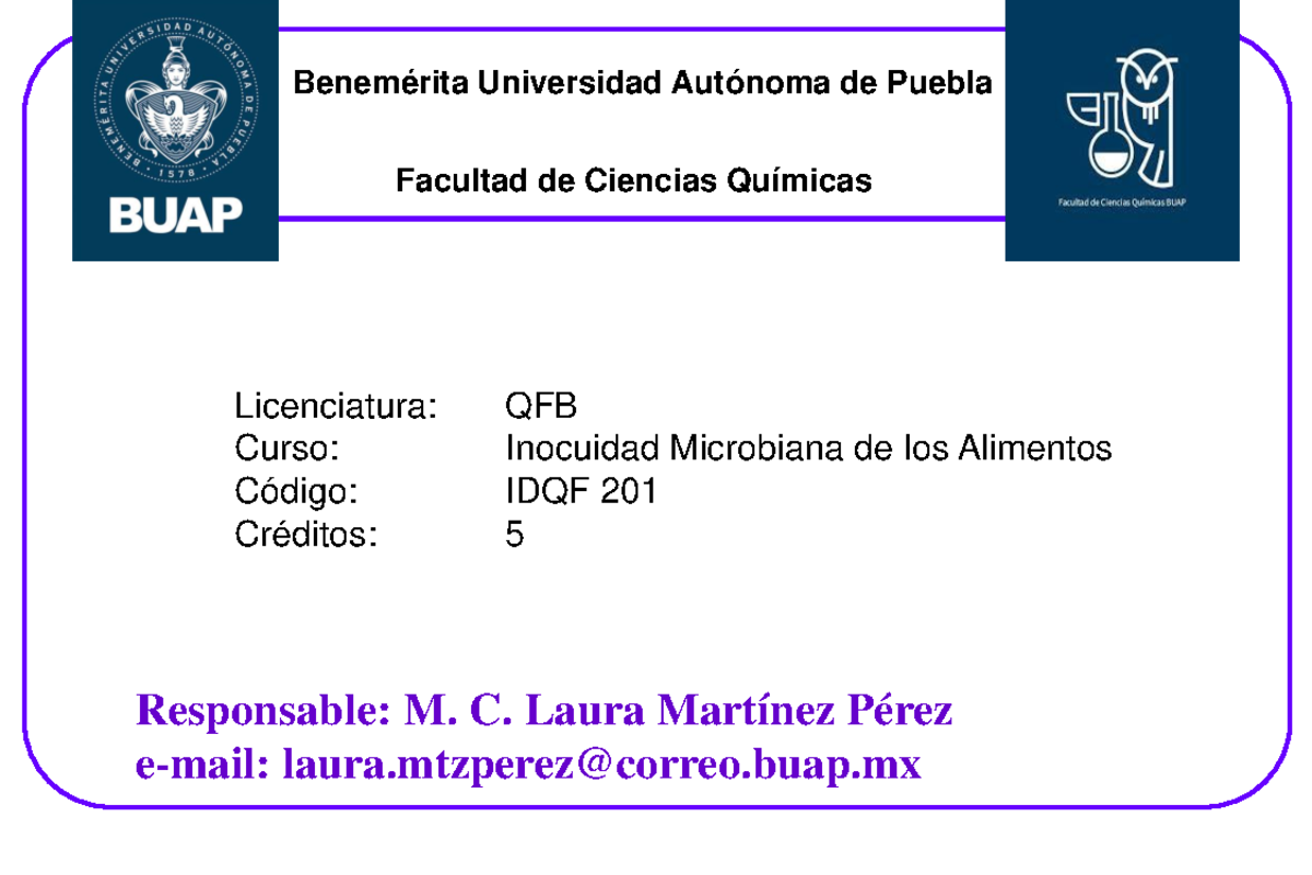 Presentación IMA (MUM) 1 - Benemérita Universidad Autónoma de Puebla Facultad de Ciencias ...