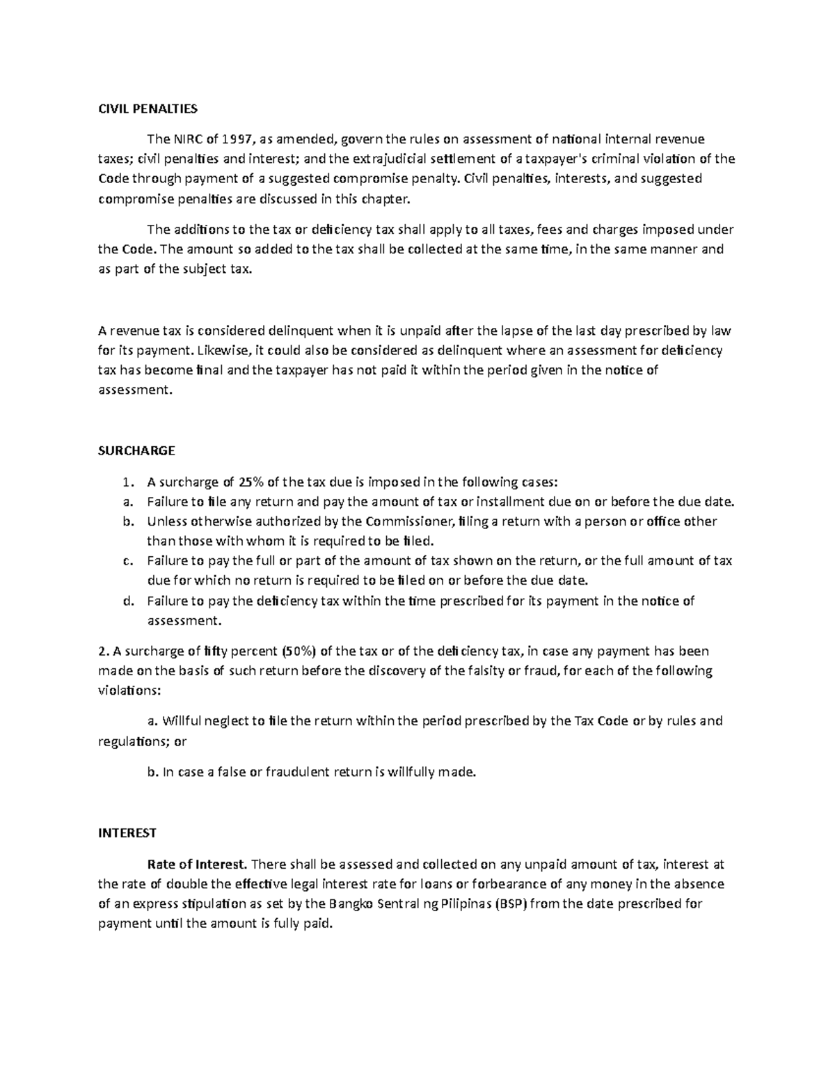 Civil Penalties - CIVIL PENALTIES The NIRC of 1997, as amended, govern ...