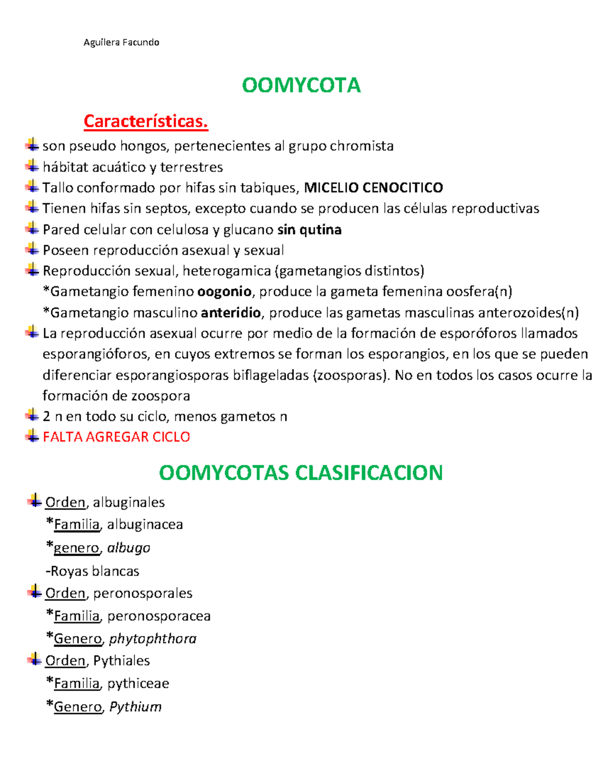Resumen Enfermedades Primer Parcial PDF - OOMYCOTA Características ...
