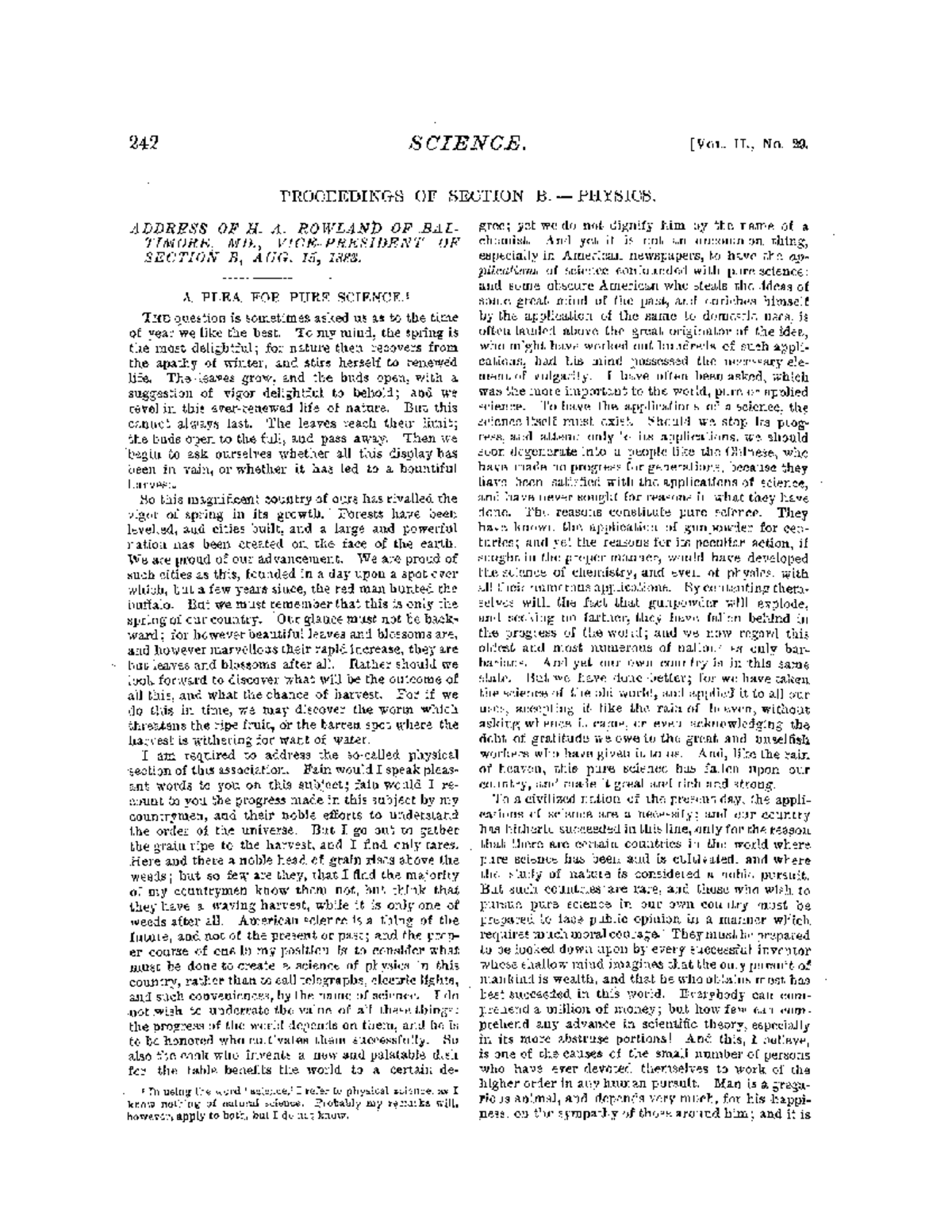 Rowland's Plea for Pure Science - Hist 108 - Studocu