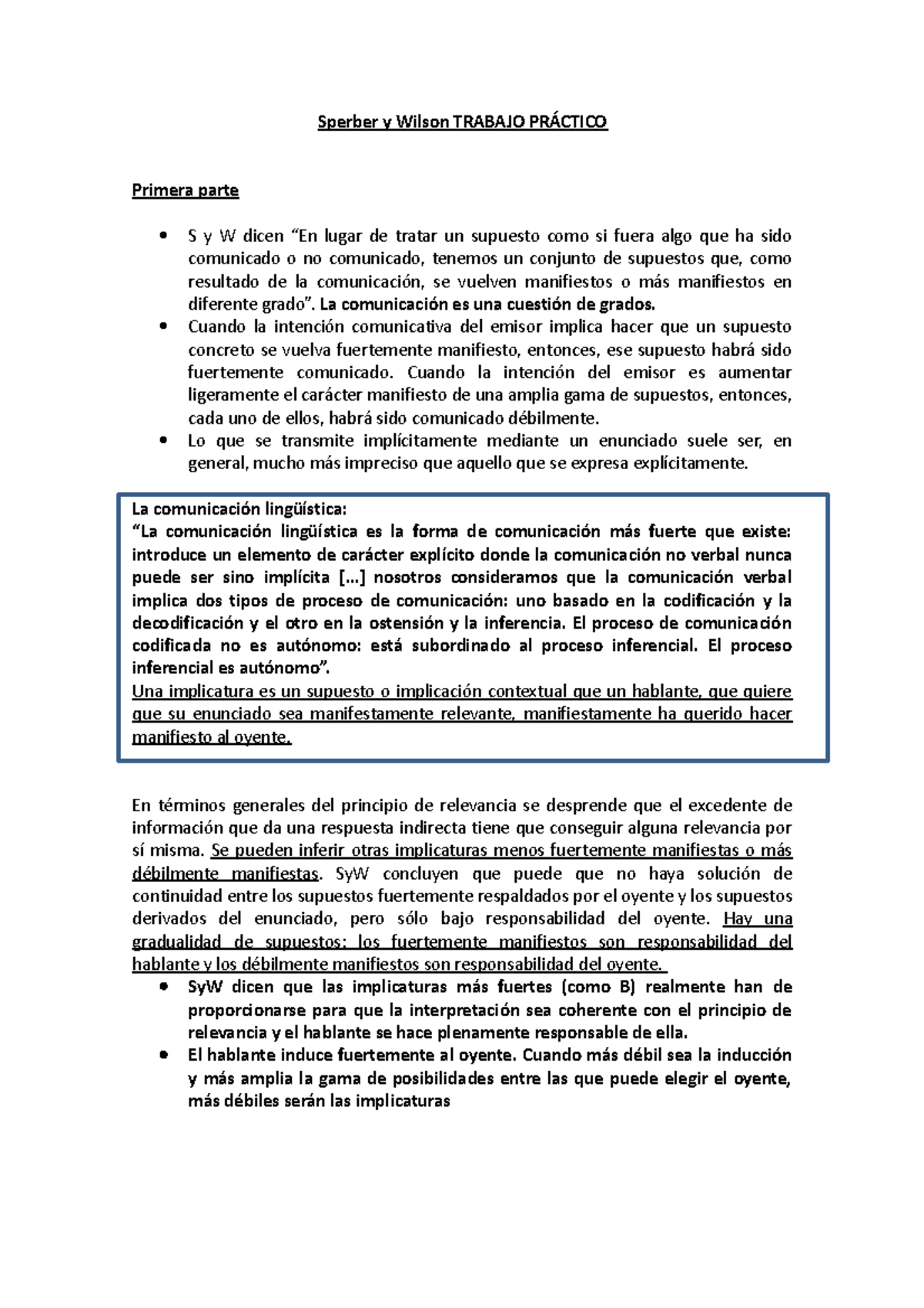 Sperber y Wilson Trabajo Práctico - Sperber y Wilson TRABAJO PRÁCTICO ...
