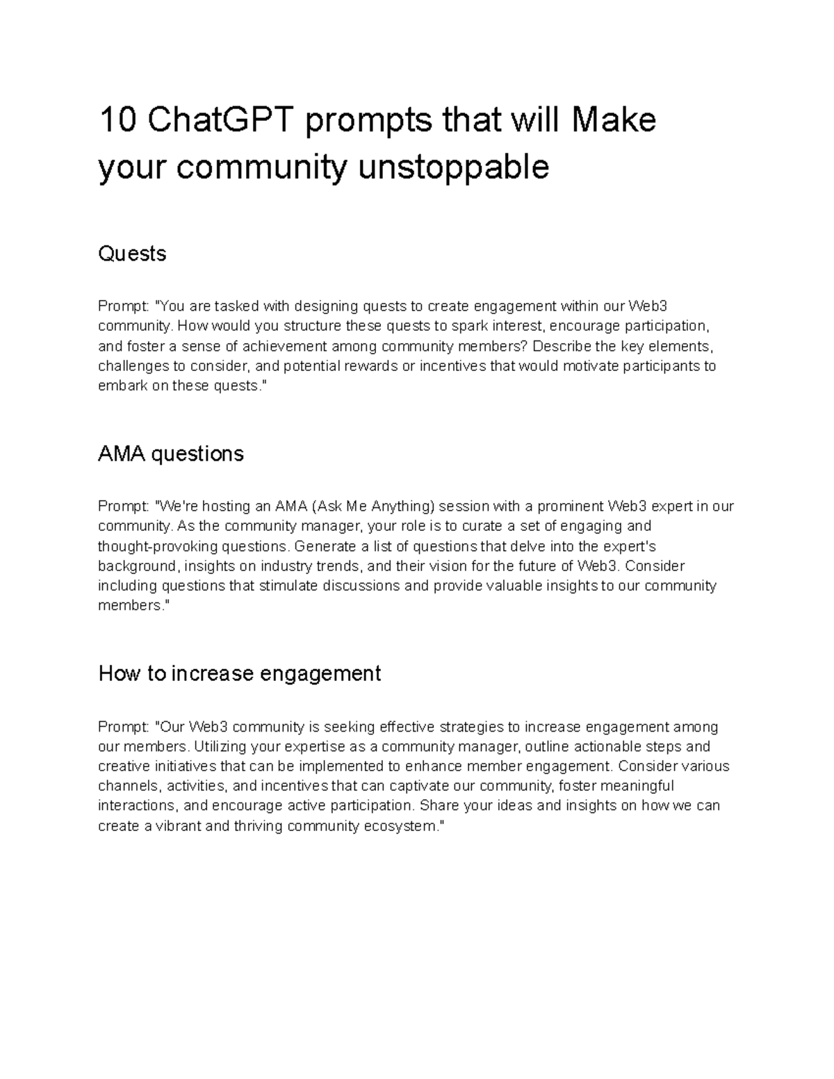 10 Chat GPT prompts that will supercharge your community - 10 ChatGPT ...