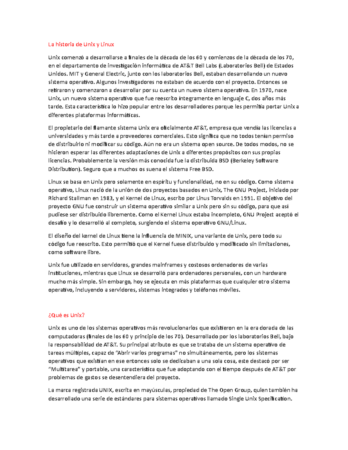 Breve resumen sobre La historia de Unix y Linux - La historia de Unix y ...