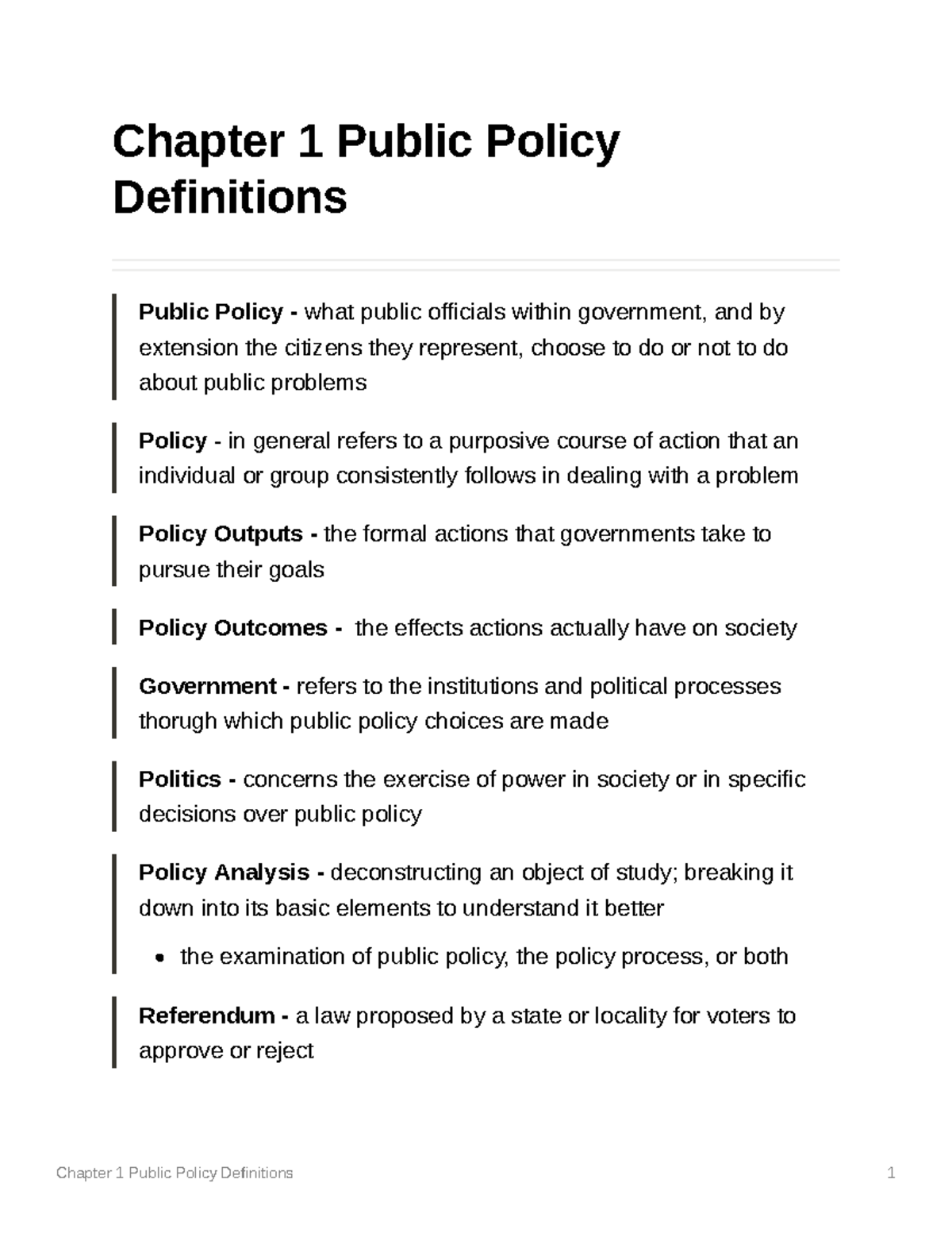 Chapter 1 Public Policy Definitions - Chapter 1 Public Policy ...