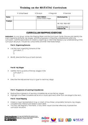 LIM Worksheet 1 Session 10 - Training on the MATATAG Curriculum ...