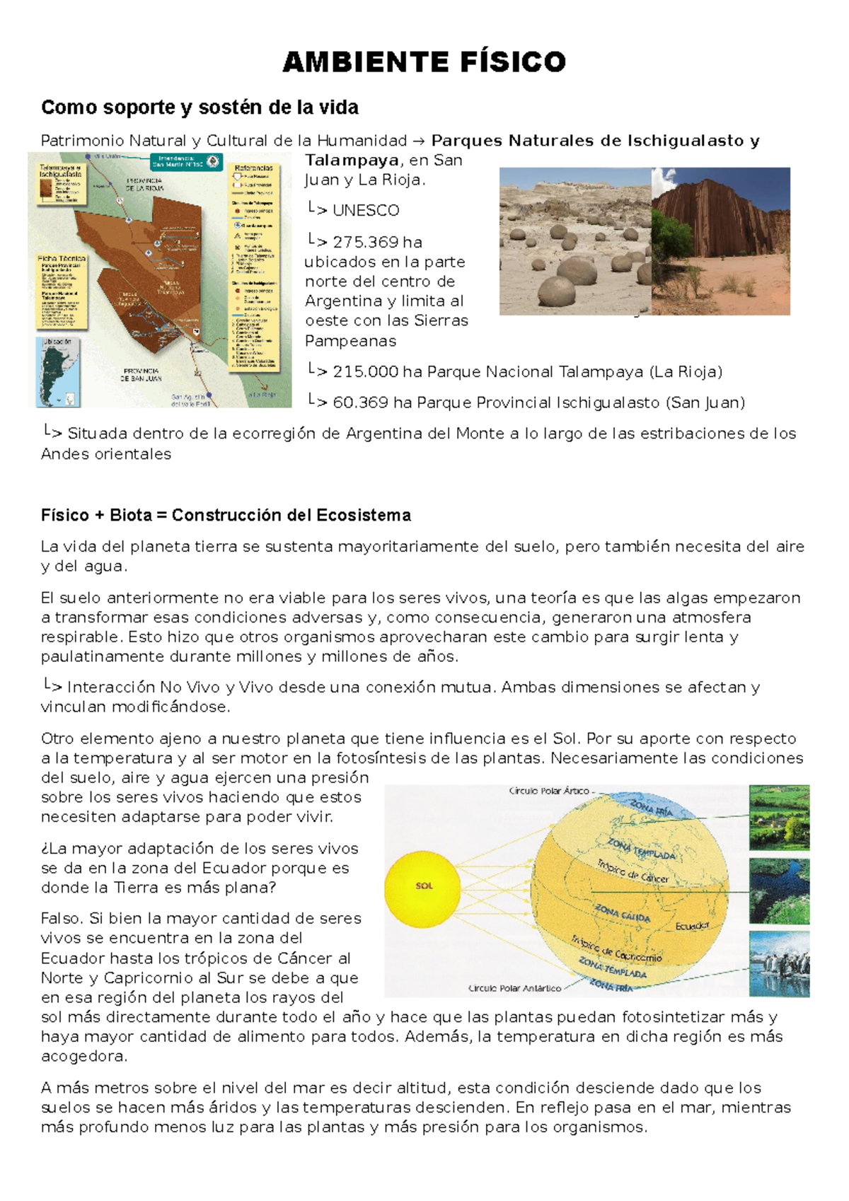 Ambiente Físico resumen - AMBIENTE FÍSICO Como soporte y sostén de la ...