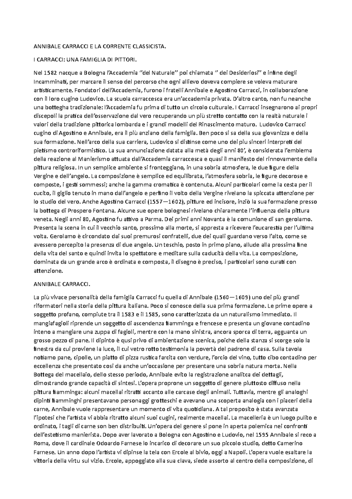 Annibale Carracci E LA Corrente Classicista - ANNIBALE CARRACCI E LA ...