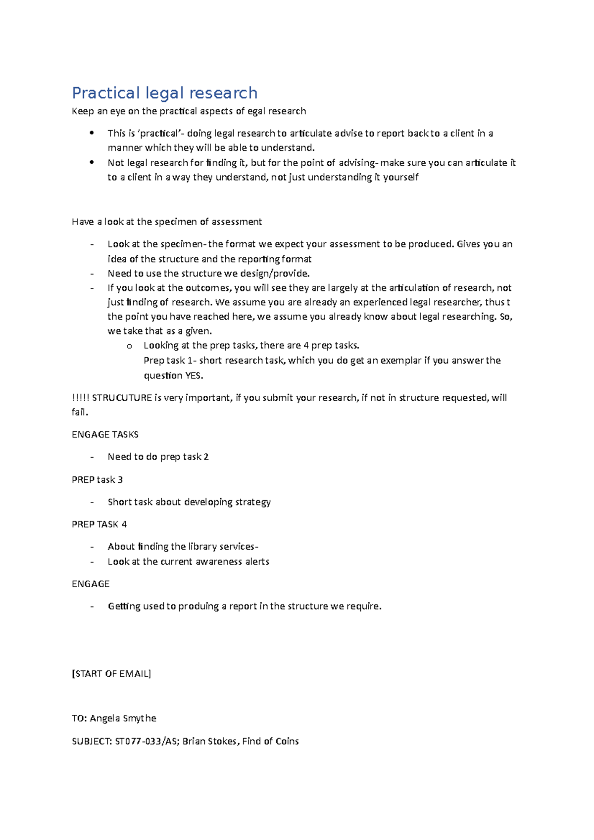 Unit 4- Research Report - Practical legal research Keep an eye on the ...