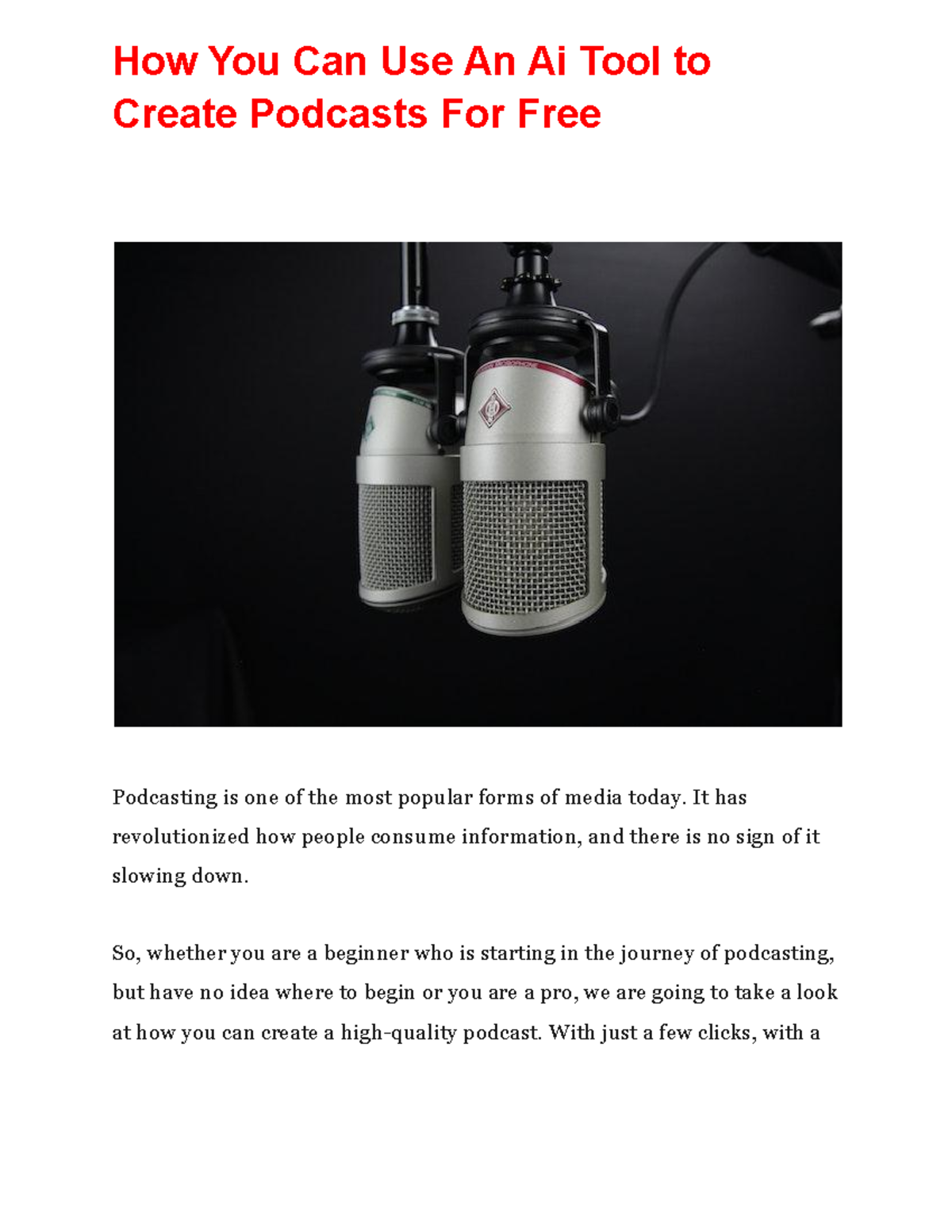 How to Use Ai to Create Podcasts for Free - How You Can Use An Ai Tool ...