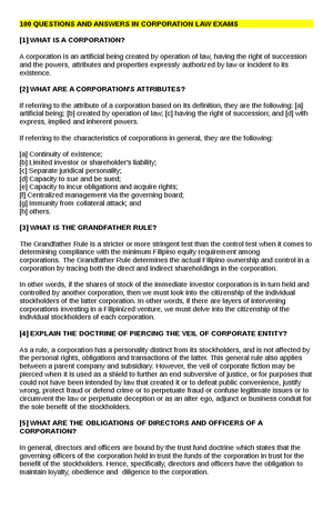 Reviewer revised corporation code reviewer - REVISED CORPORATION CODE ...