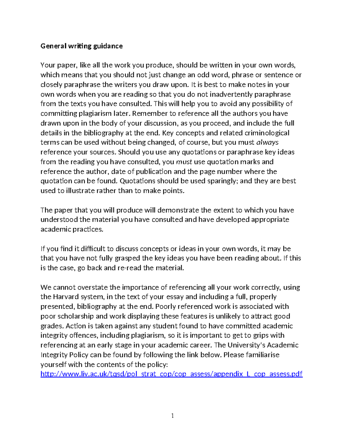 General writing and referencing guidance - General writing guidance ...