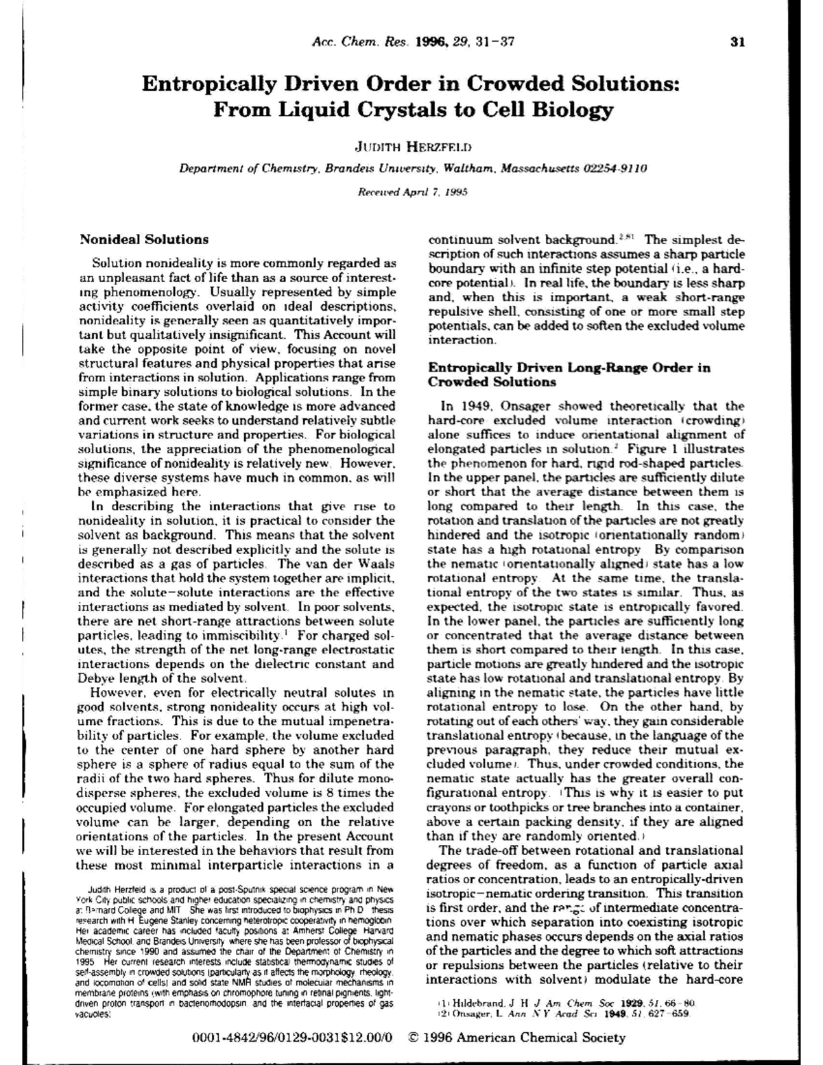 Entropically Driven Order in Crowded Solutions From Liquid Crystals to ...