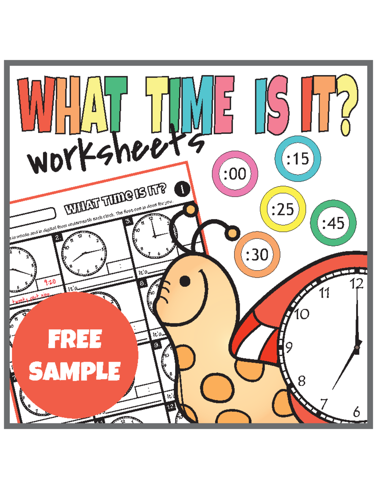 Freesample Telling Time Worksheets-1 - I : : : : : : : : It’s It’s It’s ...