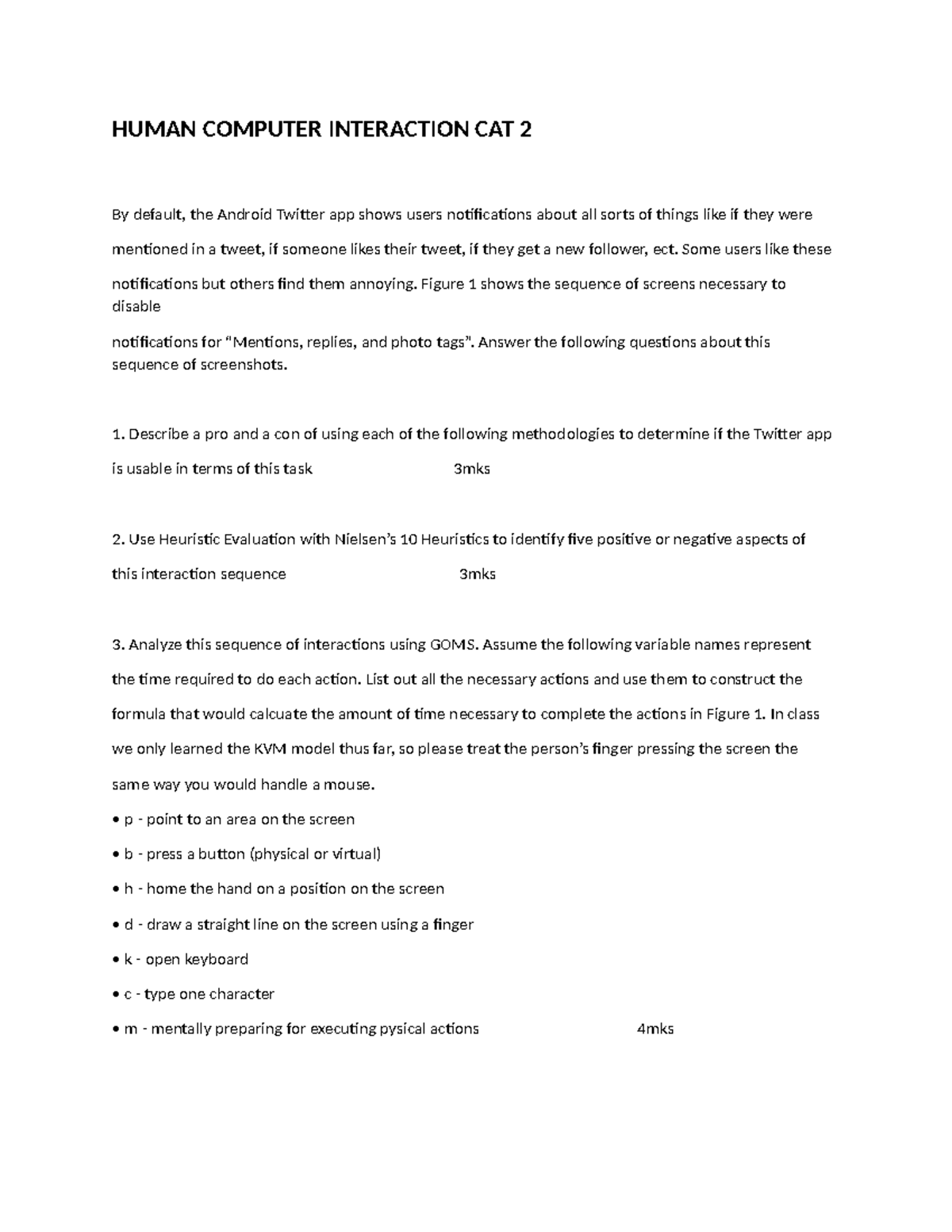 BIT4103 Human Computer Interaction CAT 2 - HUMAN COMPUTER INTERACTION ...