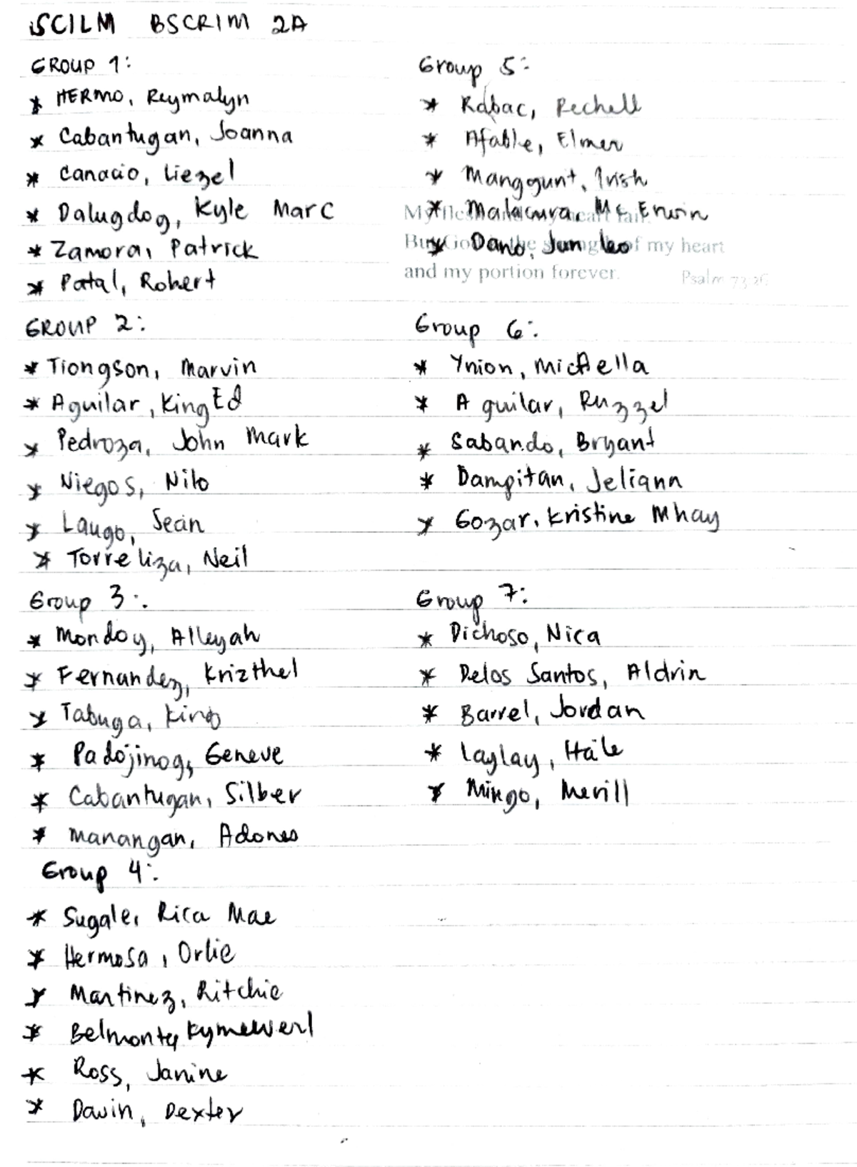 Groupings BSCrim 2nfd Year Scilm - SCILM BSCRIM 2 CROuP 1: 6roup S ERmO, Rymalyn xCabanhug an ...
