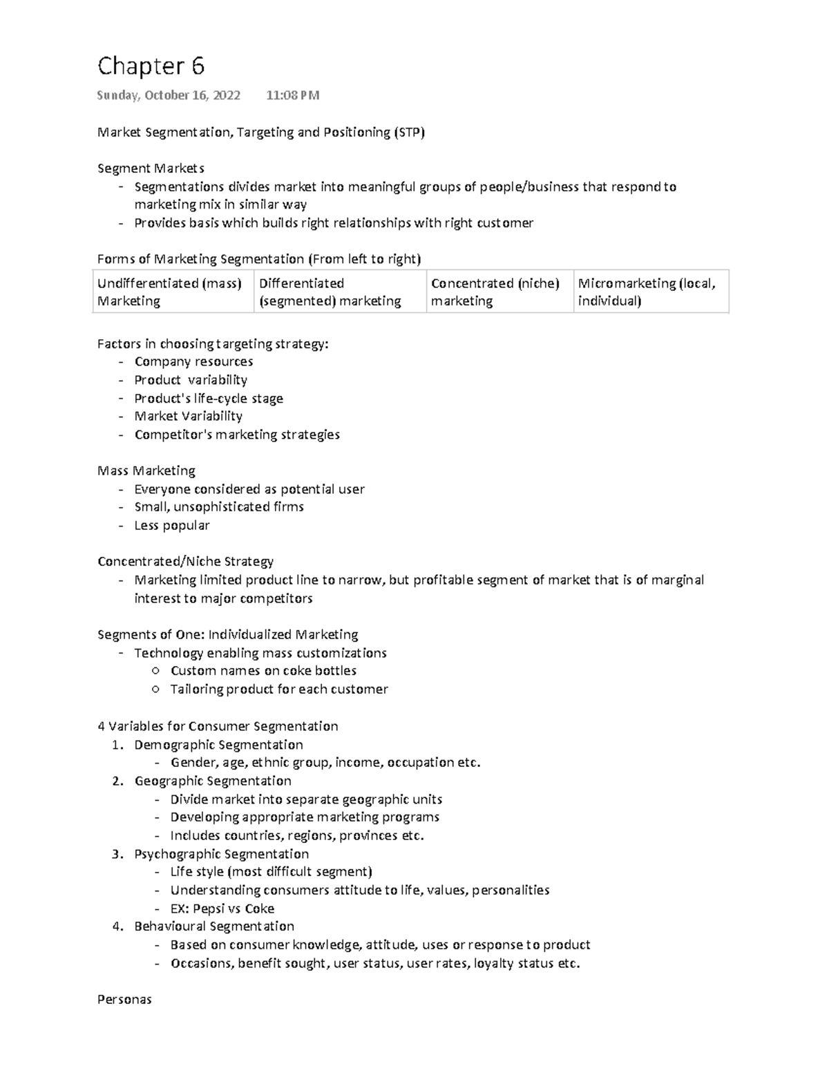 Essentials of Marketing Chapter 6 Lecture Notes - Market Segmentation ...