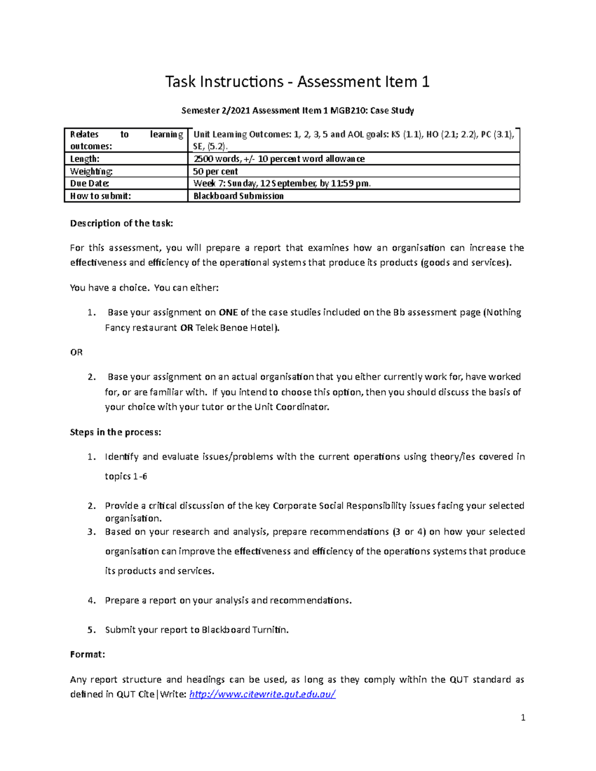 Assessment 1 - Task instructions S2 2021 - Task Instructions ...
