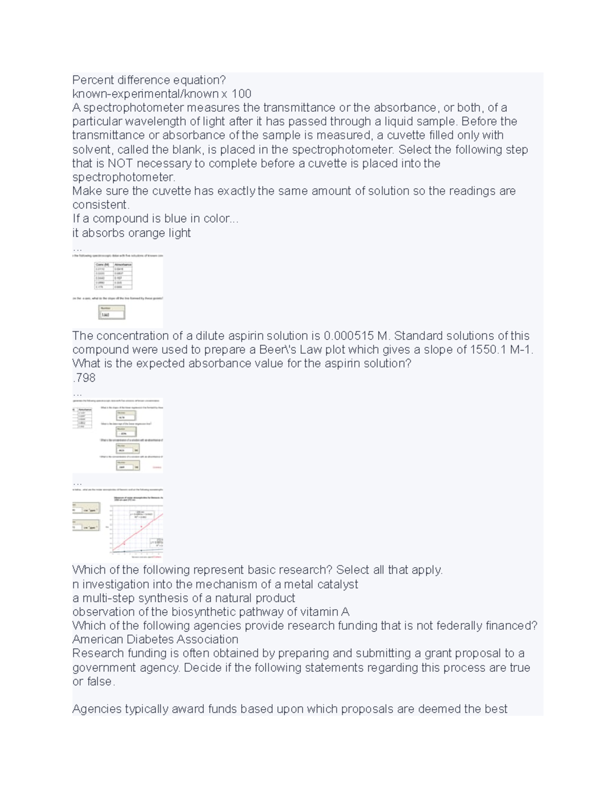 Chemistry 44 - practice - Percent difference equation? known ...