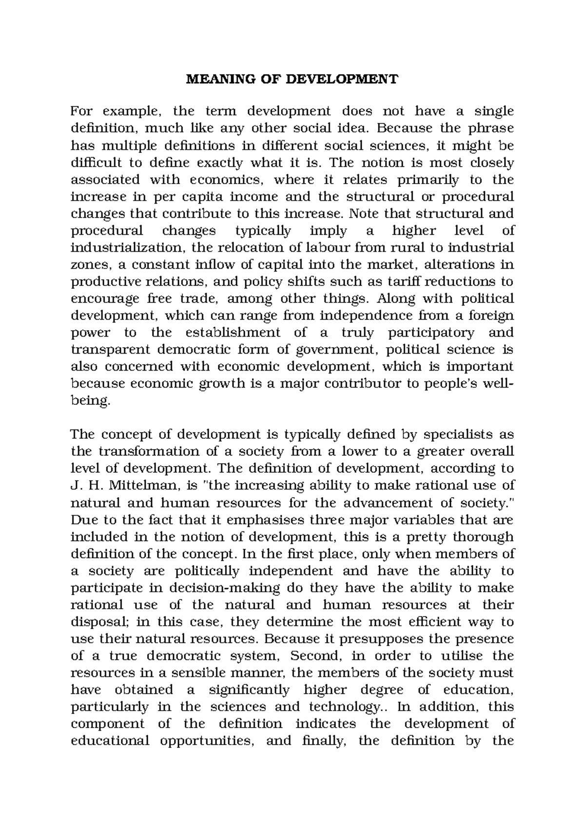 Meaning OF Development - MEANING OF DEVELOPMENT For example, the term ...