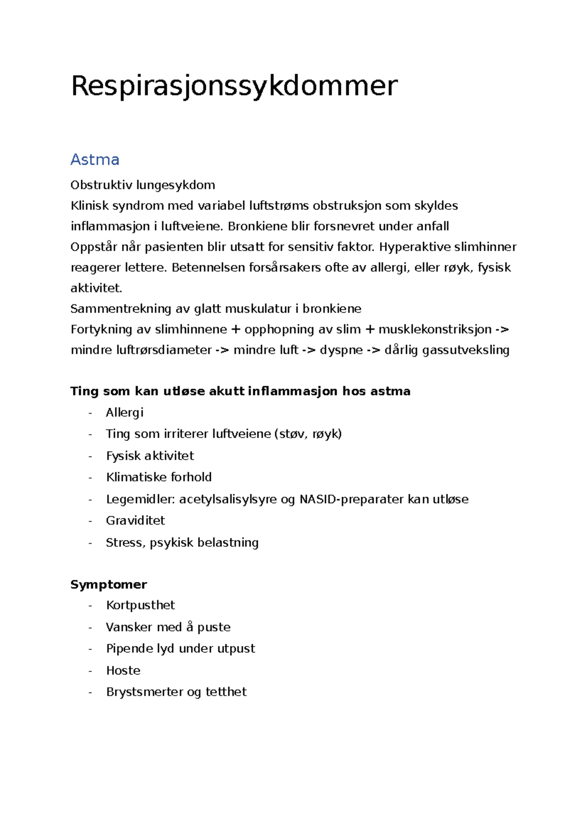 Lungesykdommer - sykdommer i respirasjonssystemet ...