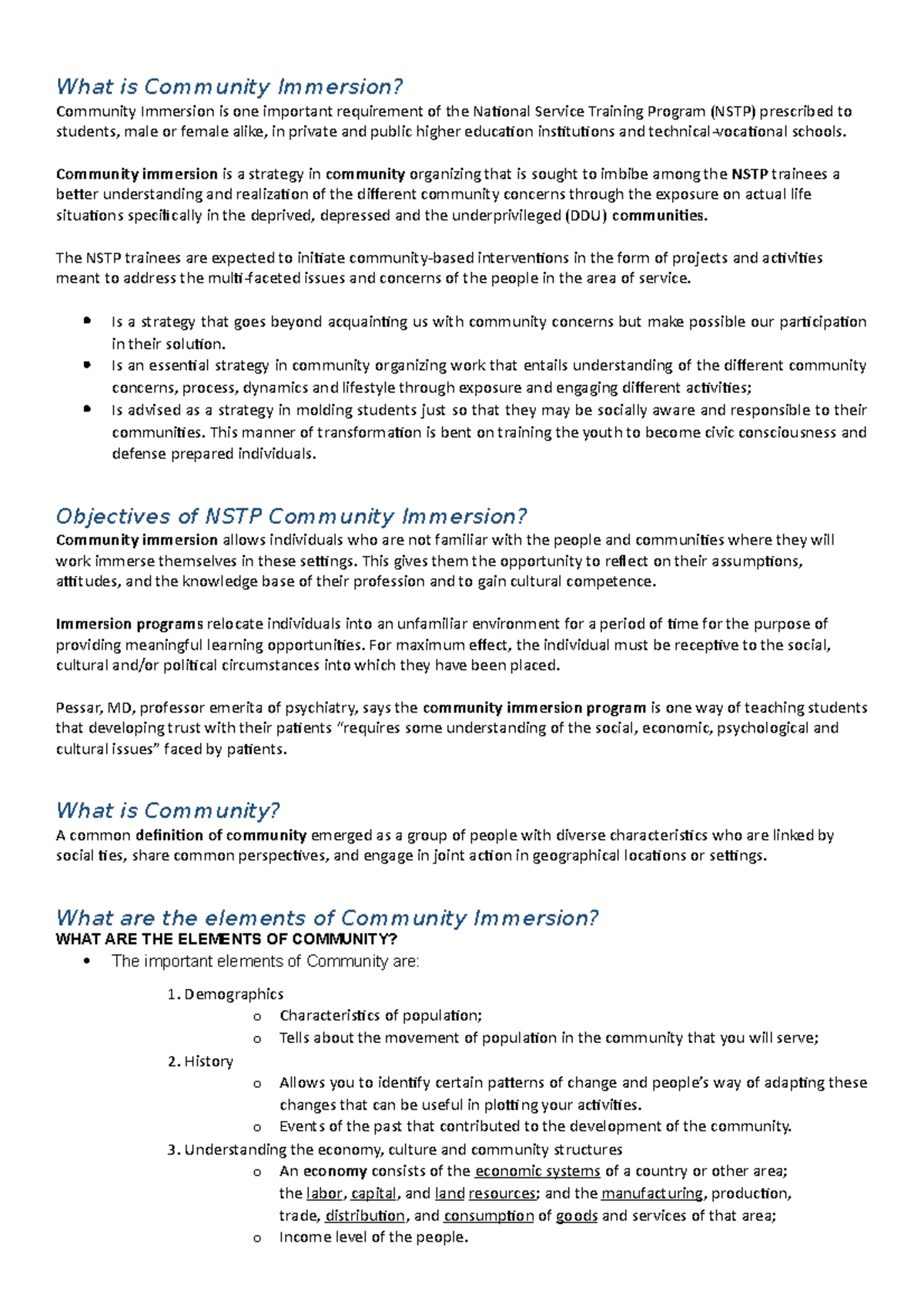 What Is Community Immersion What Is Community Immersion Community