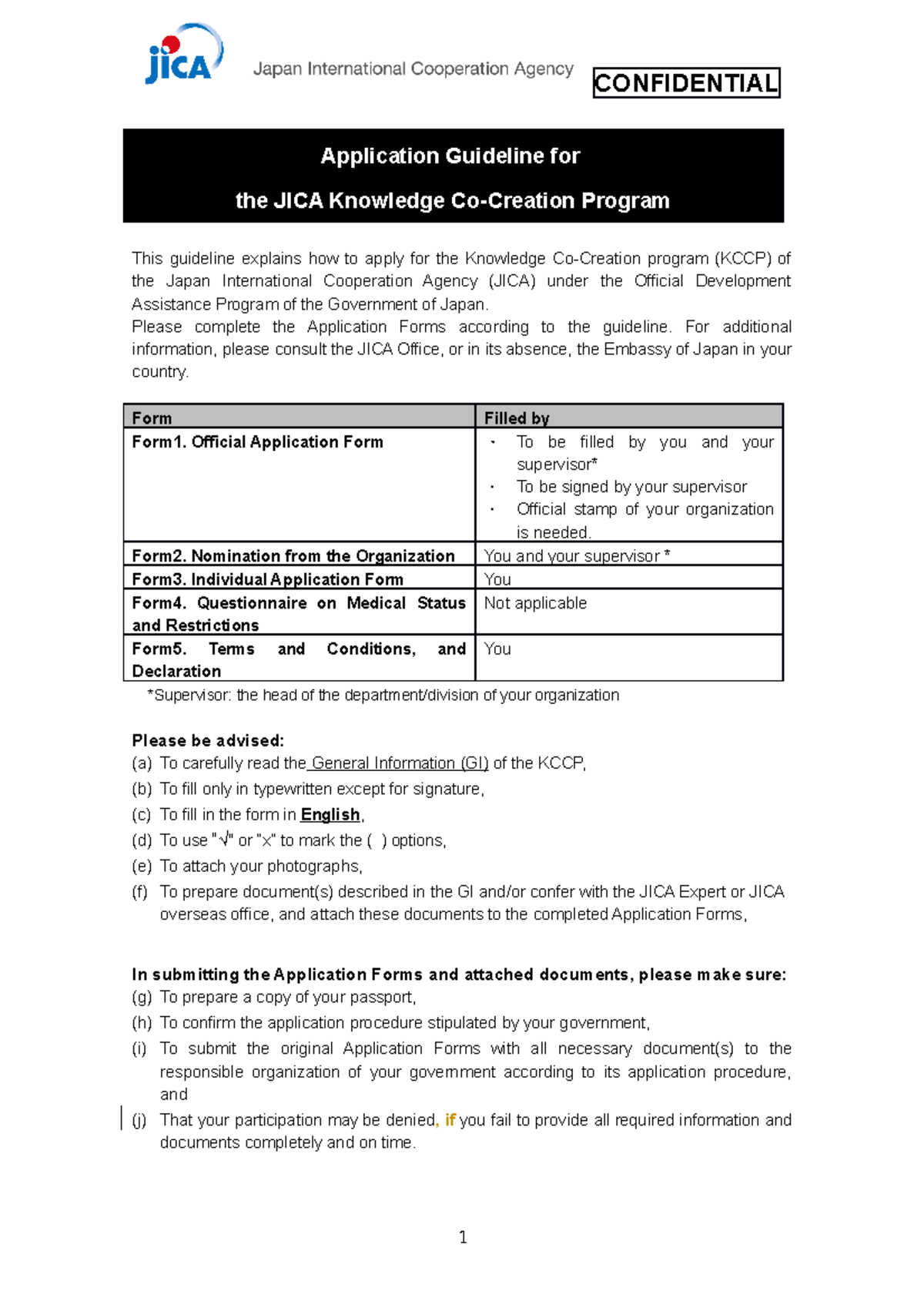 1.Application Form JICA esp - Application Guideline for the JICA Knowledge Co-Creation Program ...