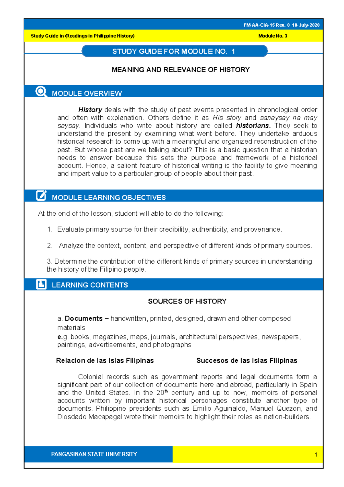 GE 2 Sg1 9 - A brief summary of the module and its relevance if ...