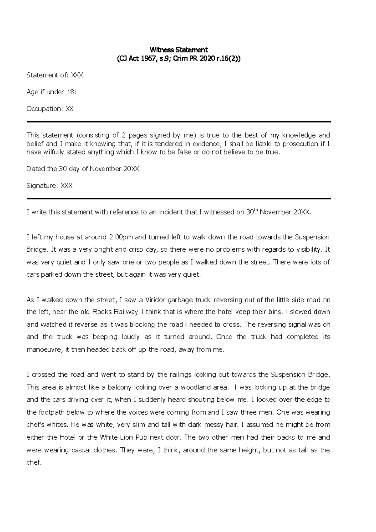 Scene 5 (ABH) Statement - Witness Statement (CJ Act 1967 , s; Crim PR ...