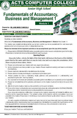 Fundamentals f of accounting 1-3 - SENIOR HIGH SCHOOL Second Semester S ...