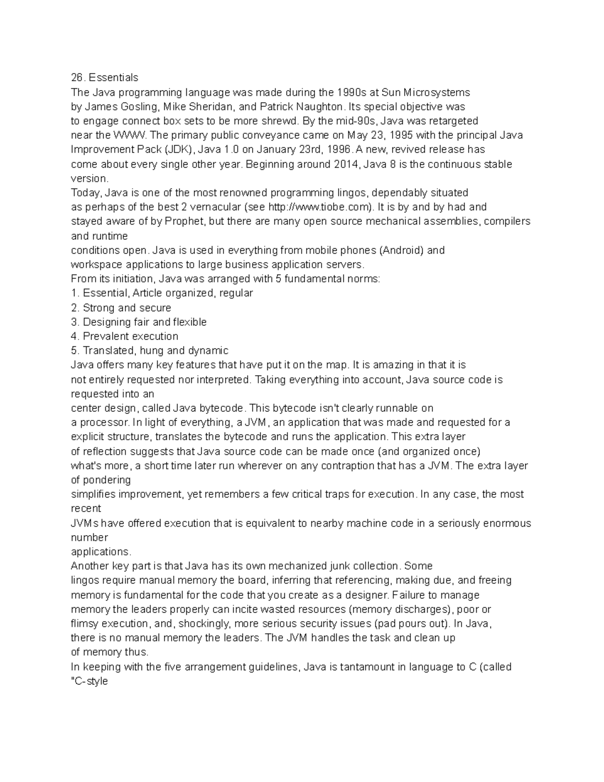 Intro Computer Science Chpt 26 Notes Essentials The Java Programming Language Was Made During 0214