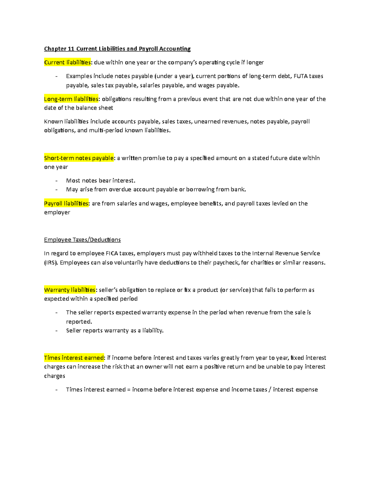 Chapter 11 Current Liabilities and Payroll Accounting - Chapter 11 Current Liabilities and ...