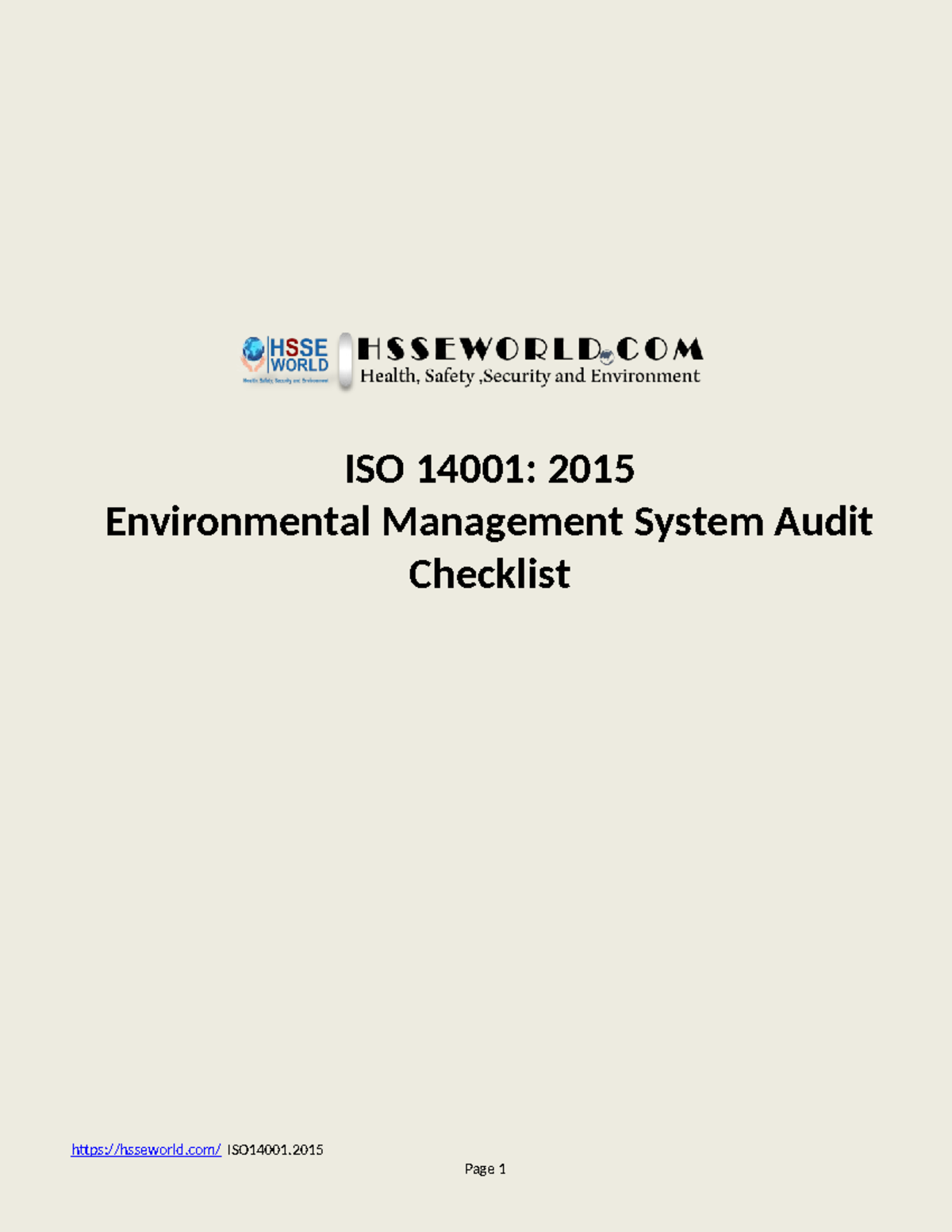 ISO-14001 2015-Environmental-Audit-Checklist - ISO 14001: 2015 ...