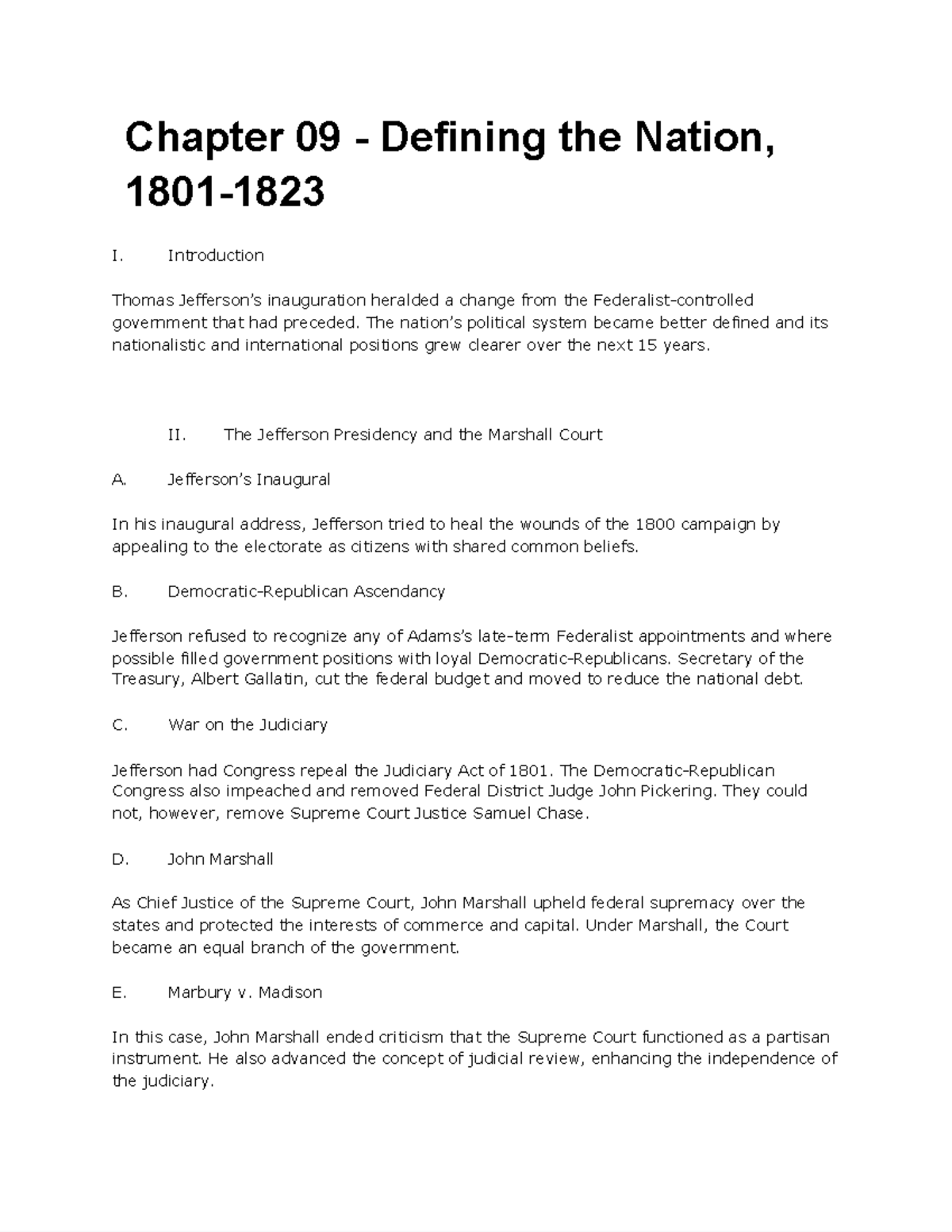 Chapter 09 - Defining the Nation, 1801-1823 - Chapter 09 Defining the ...
