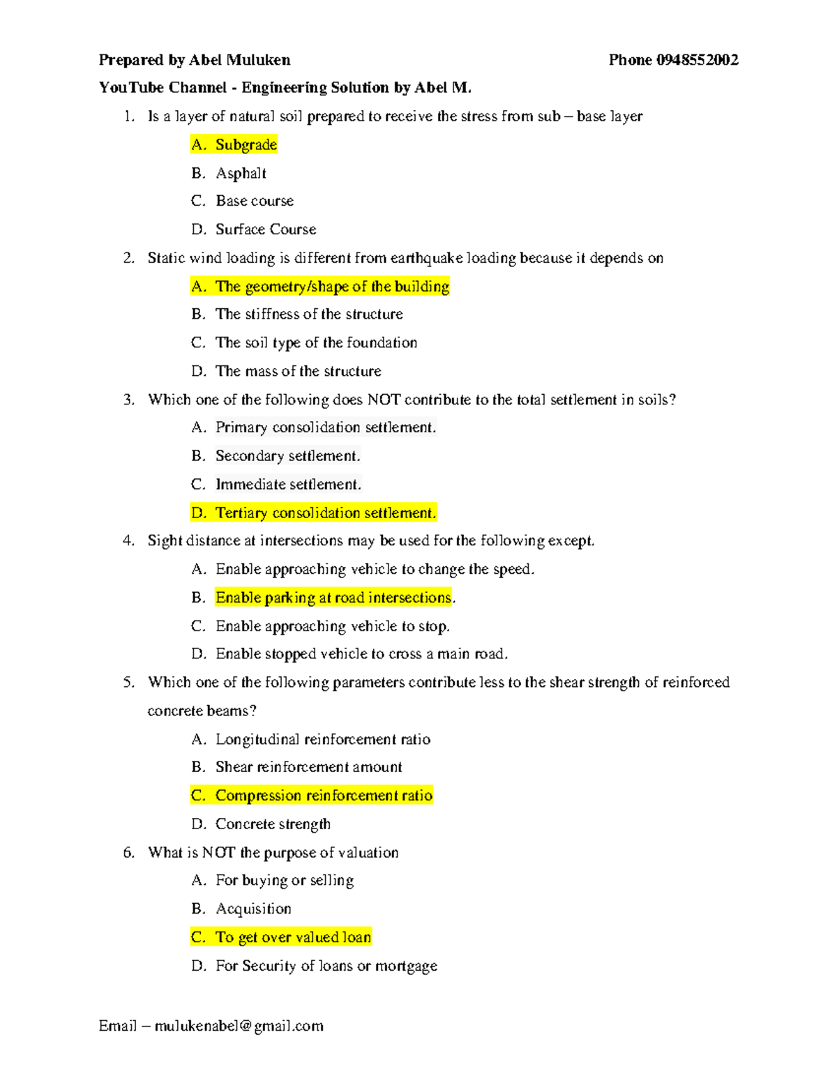 Exit EXAM 6 - Useful note in Rc design concepts - YouTube Channel ...