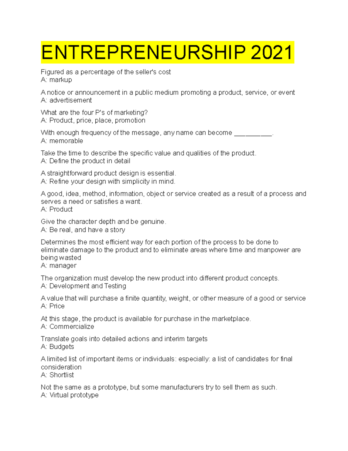 AMA Entrepreneurship 2021 - ENTREPRENEURSHIP 2021 Figured as a ...